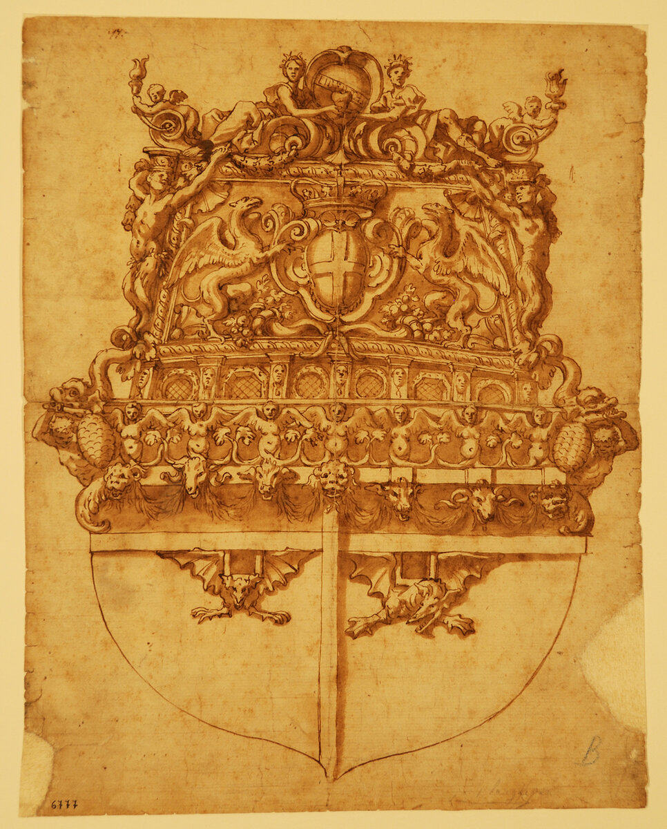 Progetto per la poppa di vascello con l'arma della Repubblica di Genova ...